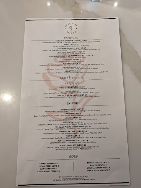 Rose Park Bistro Menu – Prices, Hours & Location in Roseville, CA